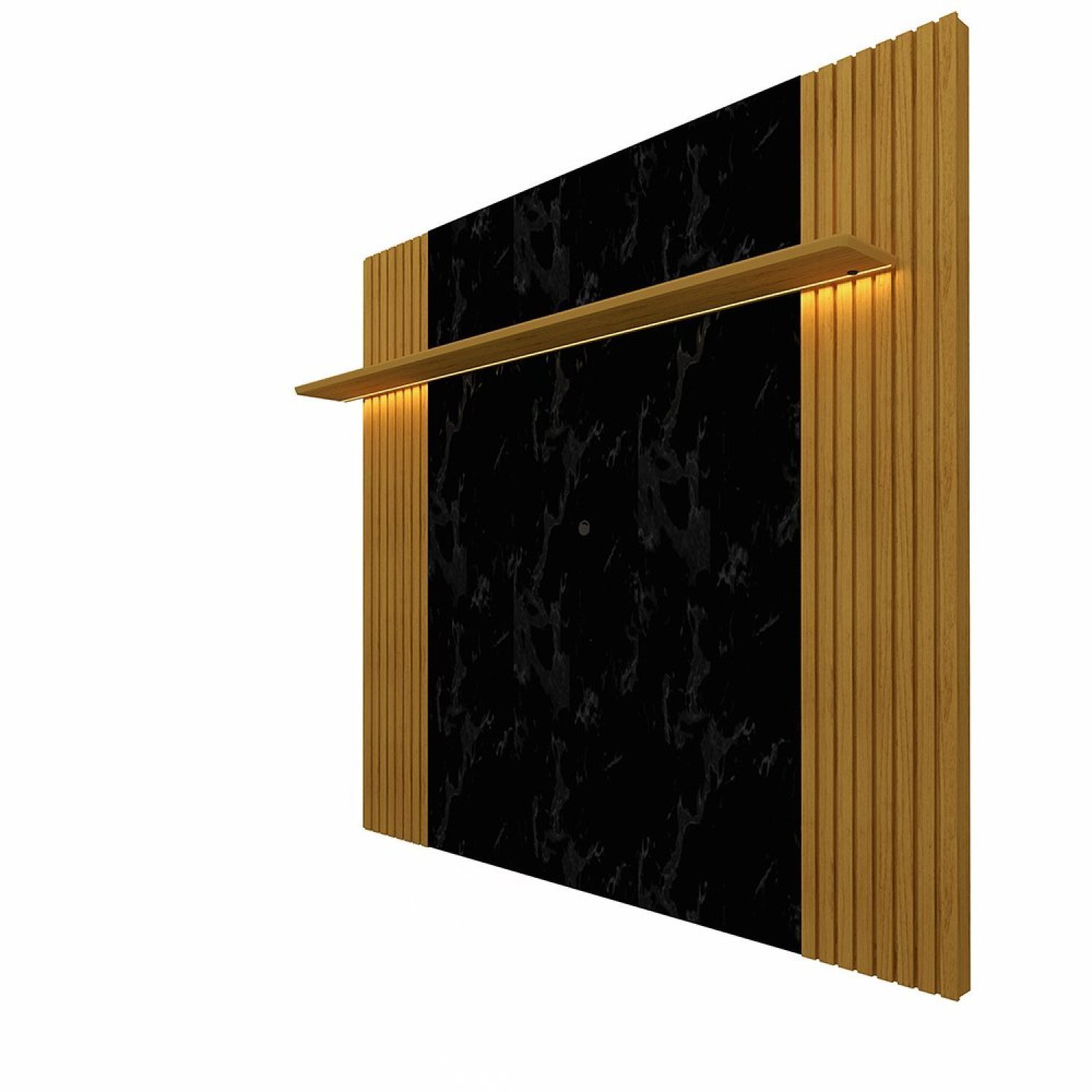 Painel para TV até 85 Polegadas com Led 2 Placas Ripado 1 Prateleira ...