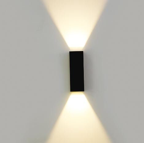 Arandela Led Galaxy Wall Mini Retangular Facho Duplo IP65 5W 3000K Preto | MadeiraMadeira