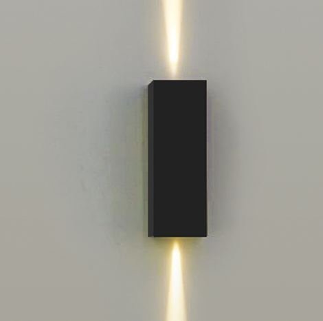 Arandela Led Galaxy Wall Mini Retangular Facho Duplo IP65 5W 3000K Preto | MadeiraMadeira