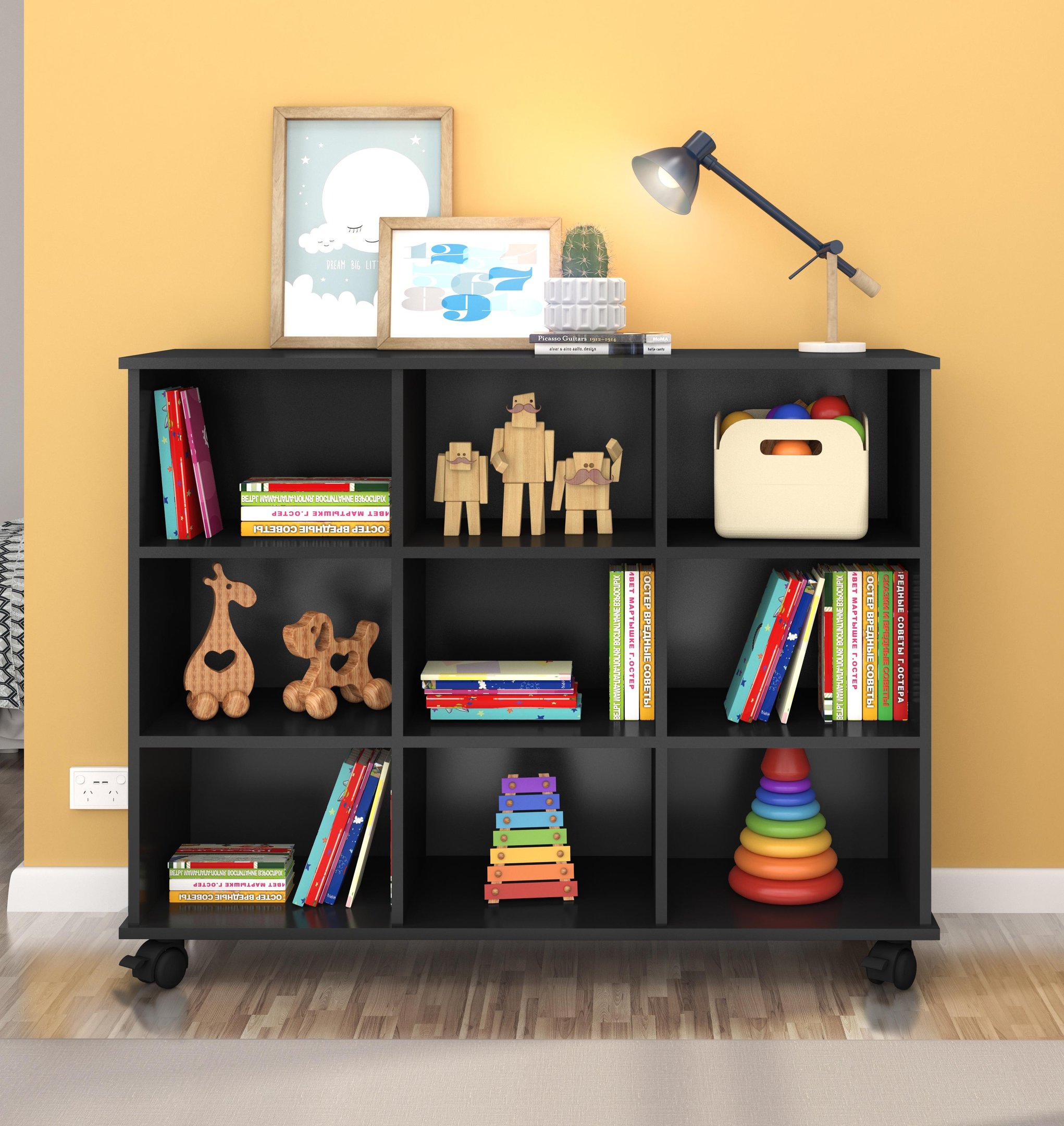 Nicho Organizador C/ Rodizio Preto Fosco 1478 - Qmovi | MadeiraMadeira