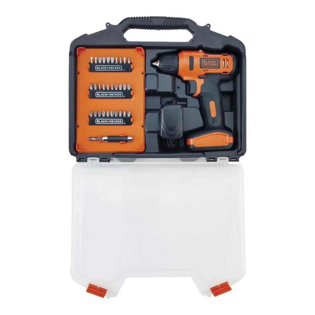 Kit Furadeira/Parafusadeira Maleta 31 Acessórios 12V - Laranja Carregador Bivolt - Black Decker ...