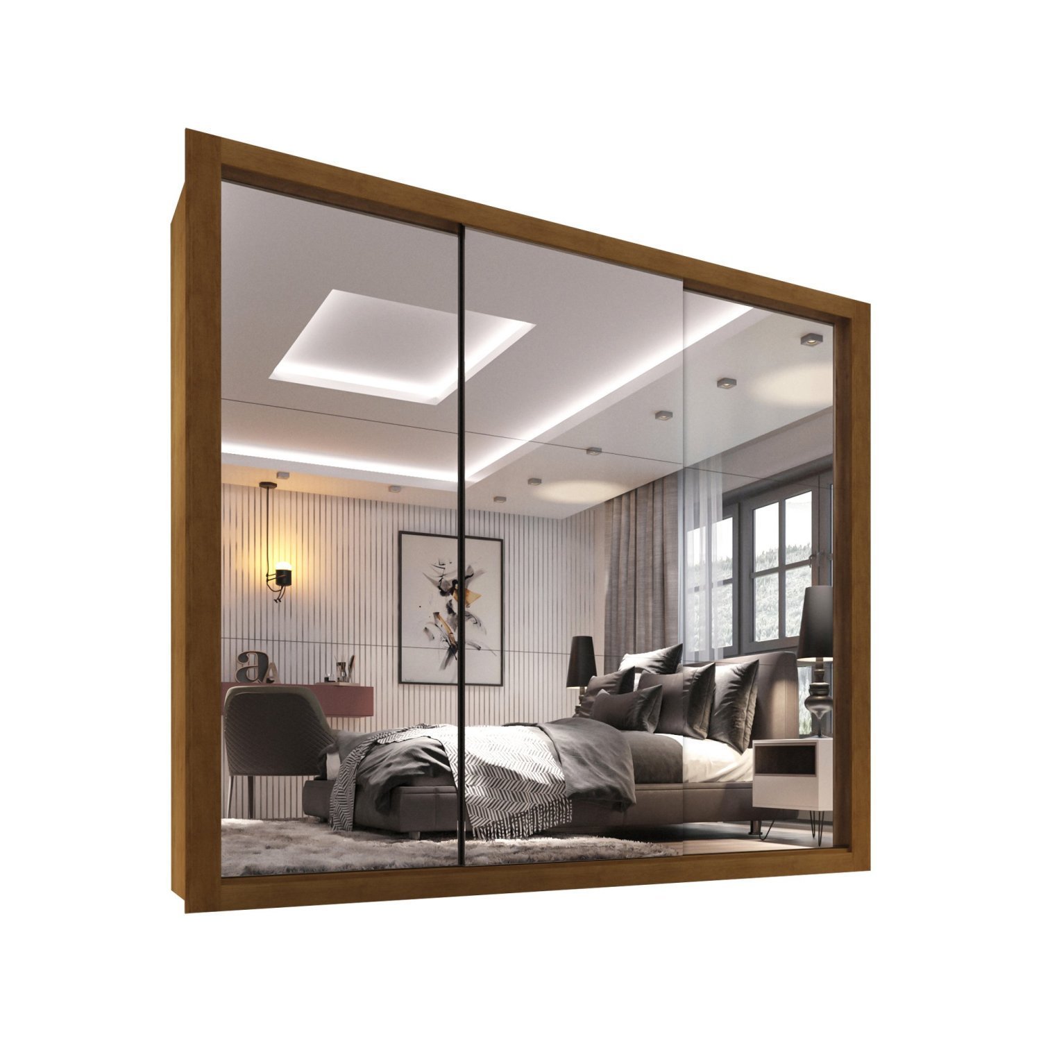 Guarda Roupa Casal 3 Portas Espelhado 4 Gavetas Costa Rica Sallêto ...