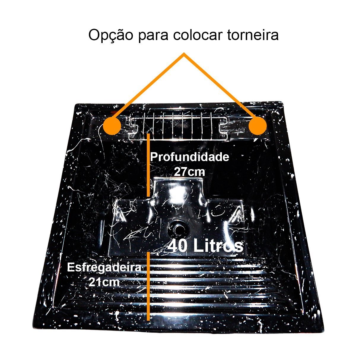 Tanque Grande De Fibra 40L Para Lavar Roupa Com Gabinete Cor:Tanque ...