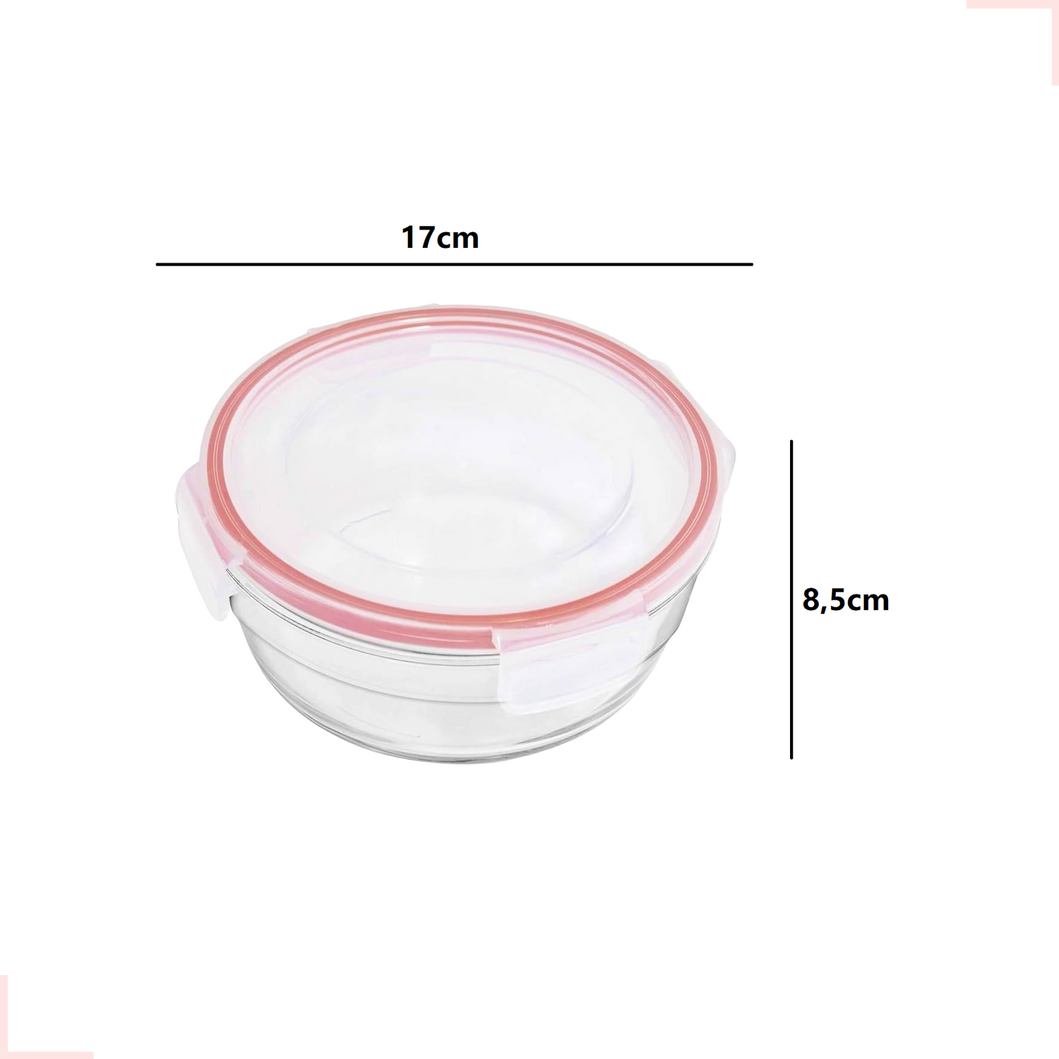 Pote Redondo Tigela Vidro 1l Marmita Tampa Plástica Trava Hermético ...