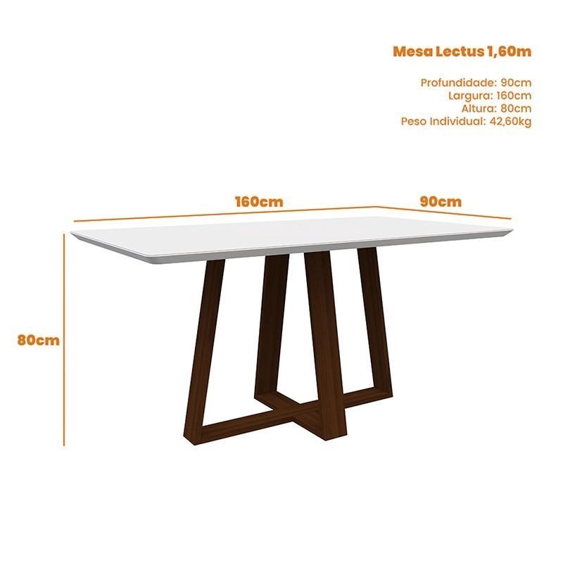 Mesa de Jantar Lectus 160x90 com 6 Cadeiras Itália Amêndoa/Off White ...