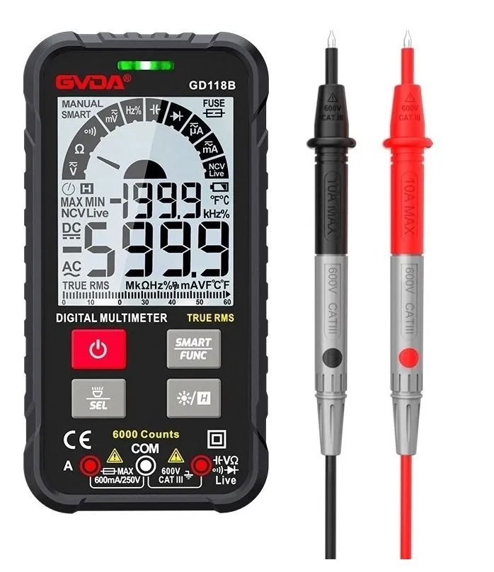 Multímetro Digital Profissional Gvda Gd118b - Preto | MadeiraMadeira