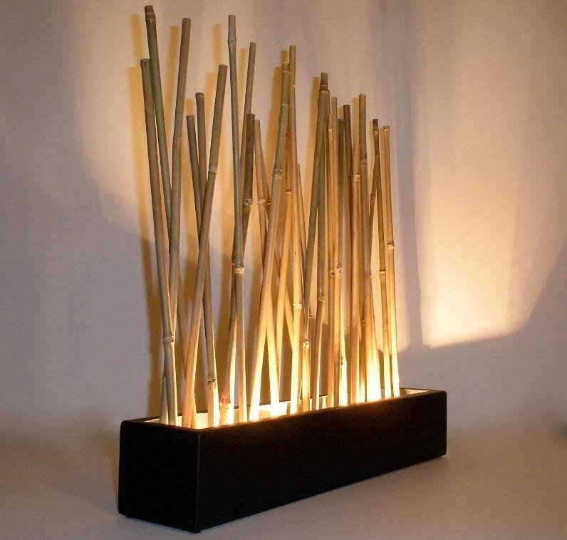 Luminária Piso Bambu Tratado e Envernizado Com Lâmpadas | MadeiraMadeira