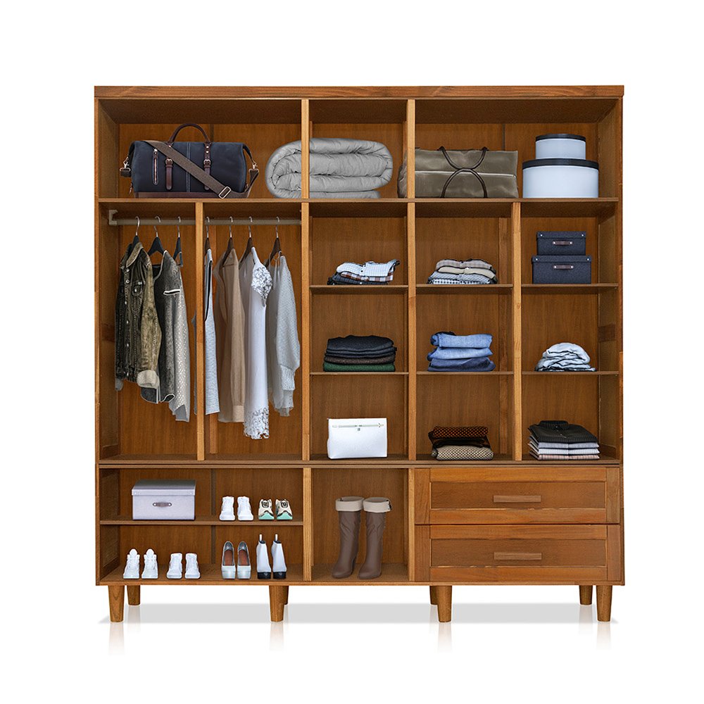 Roupeiro em Madeira Maciça Imperatriz 5 Portas 1 Porta com Espelho ...