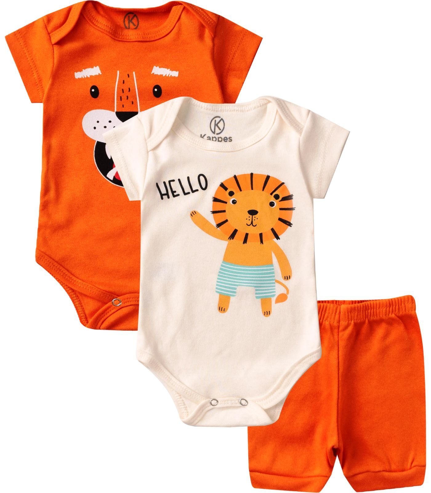 Kit Body Infantil 3 Peças Kappes Laranja P | MadeiraMadeira