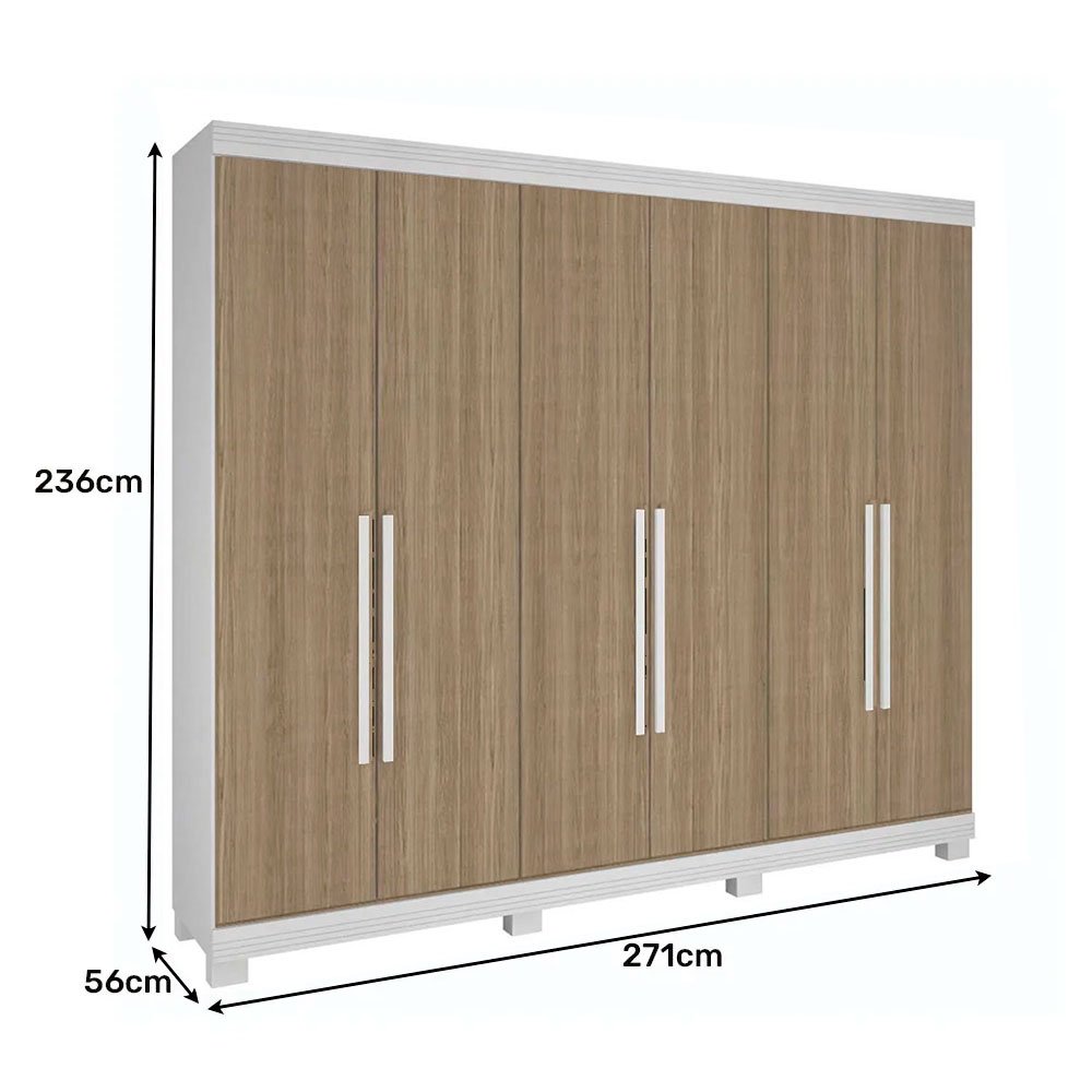 Guarda Roupa Guarapari Plus com 6 Portas e 7 Gavetas Móveis Rimo Branco ...