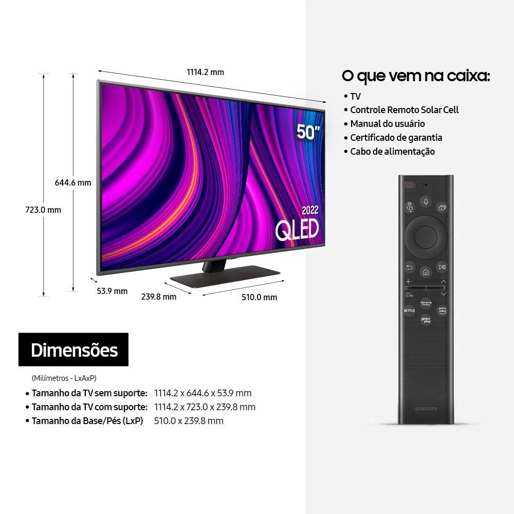 Smart TV Samsung 65" 4K, Ultra HD, QLED QN65Q80BAGXZD, Wi-Fi Integrado ...