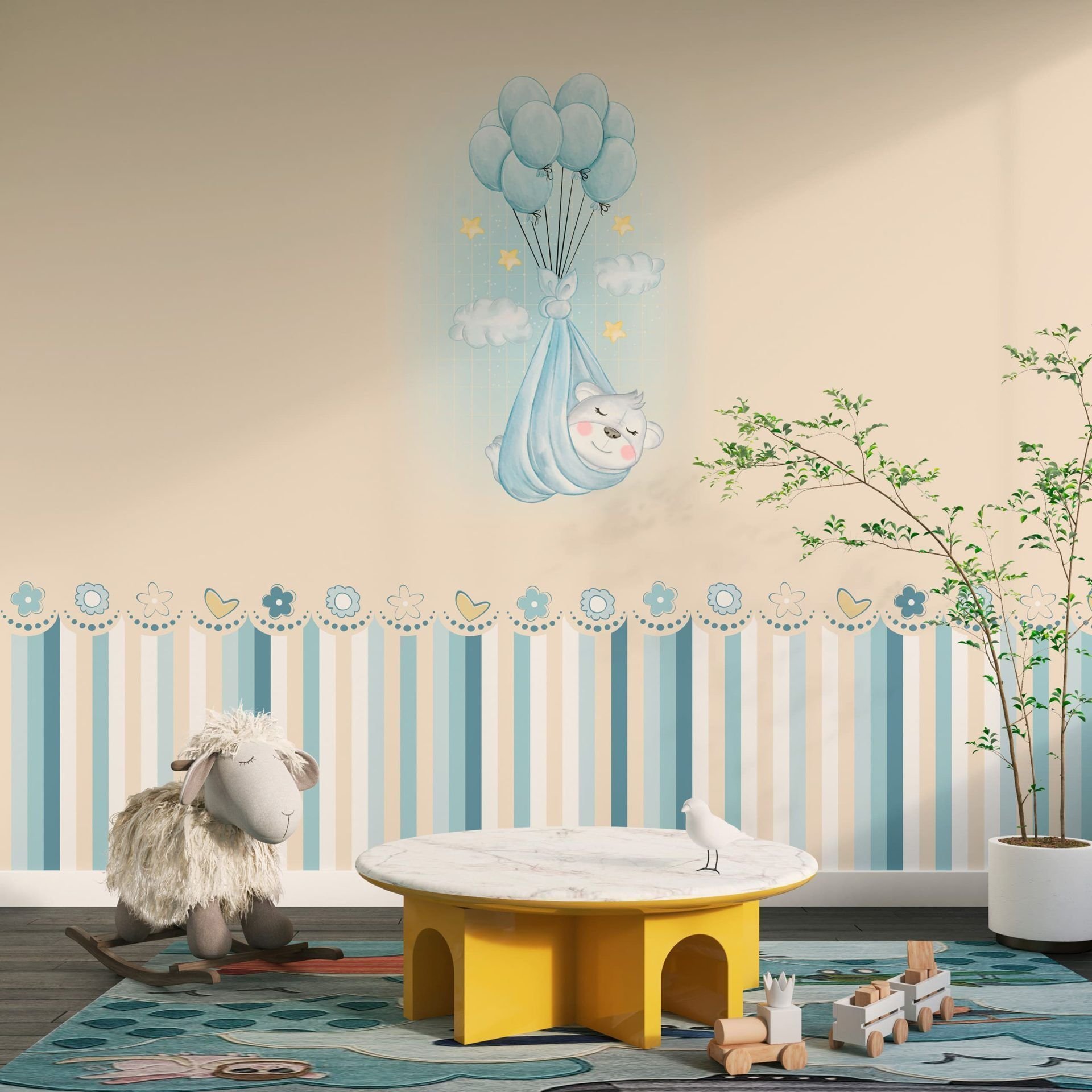 Papel de Parede Adesivo Menino Cantinho do Ursinho Fofinho - Painel | MadeiraMadeira