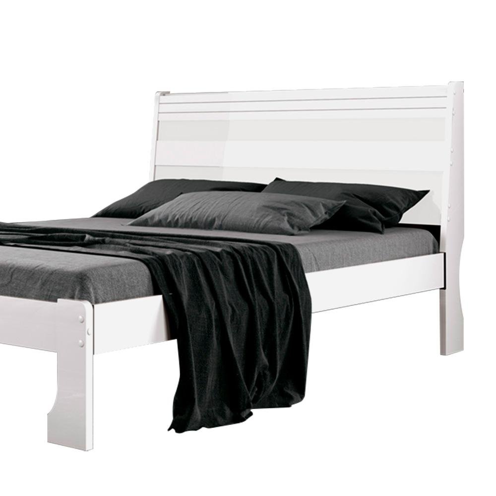 Cama de Casal 100% MDF Branco Delta Fênix Com Colchão Casal Hellen Pro ...