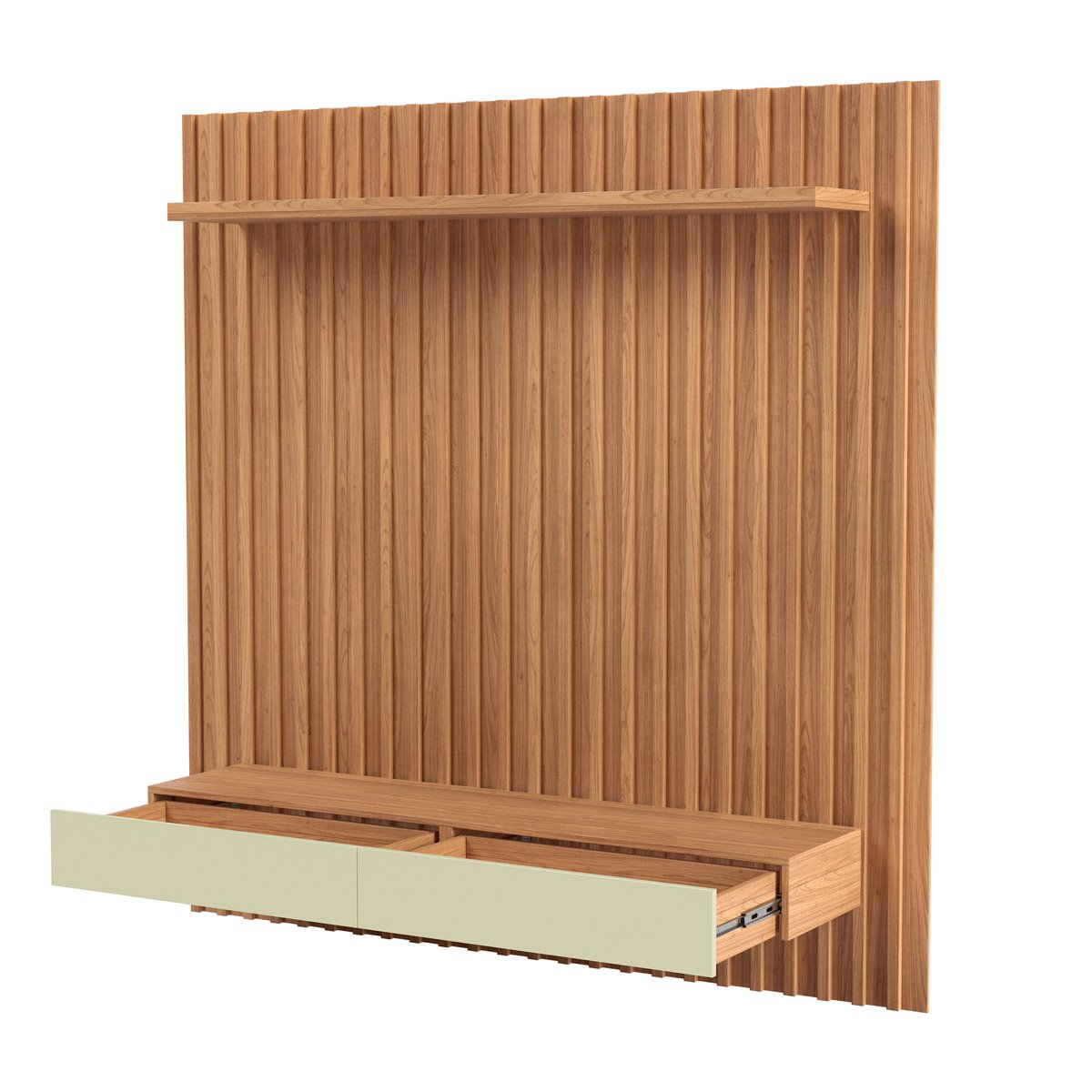 Painel Tv Ripado 1,78m Com 2 Gavetas Dalla Costa 100% MDF: Freijó com ...