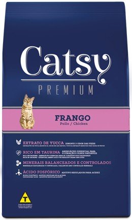 Ração Catsy Premium para Gatos Adulto Sabor Frango em Embalagem 10,1kg ...