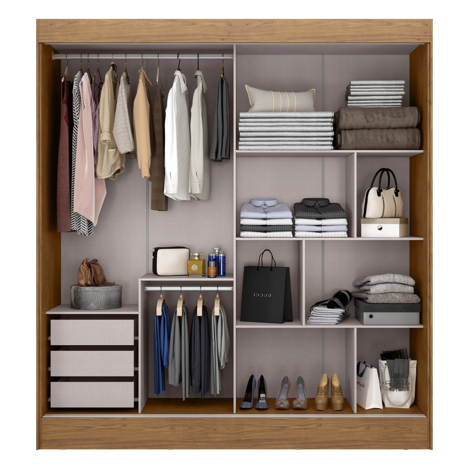 Guarda Roupa Casal 2 Portas de Correr 3 Gavetas Siena MX Móveis ...