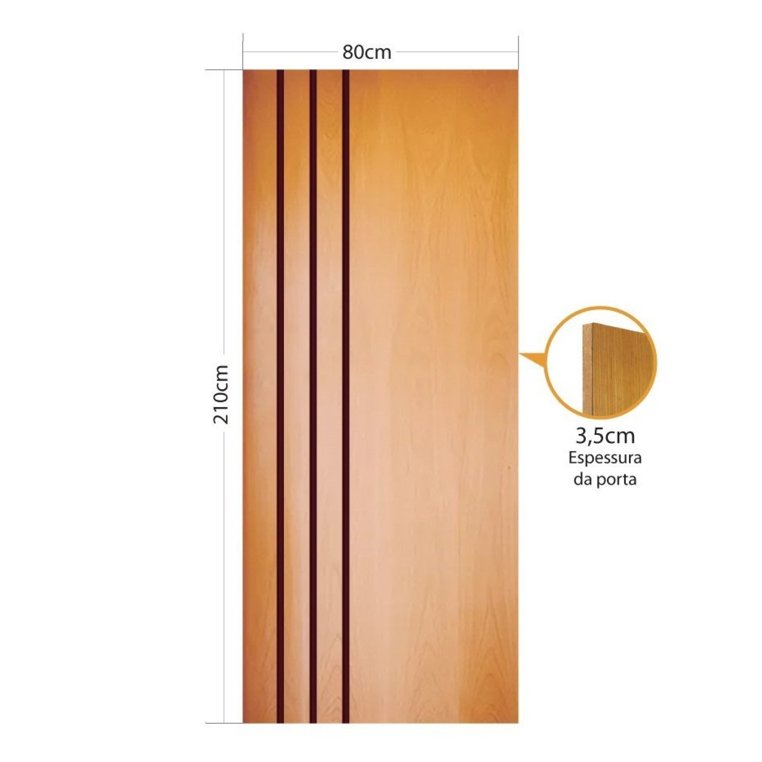 Folha de Porta 210x80cm HDF Frisada Modelo 195 Mapaf | MadeiraMadeira