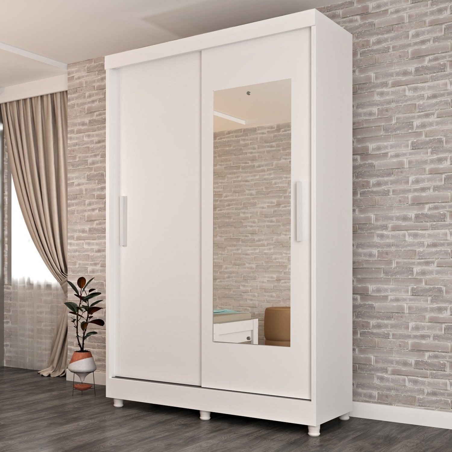 Guarda Roupa 2 Portas com Espelho Bulgaria 133cm Espresso Móveis ...