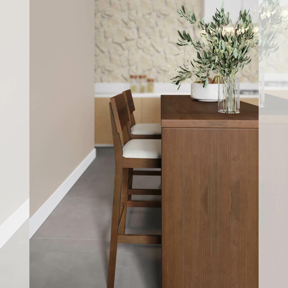 Banqueta de Madeira com Assento Estofado Gourmet - Iaza Móveis ...