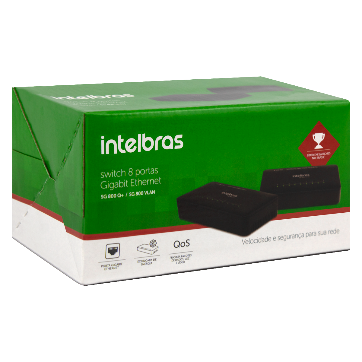 Switch Gigabit Intelbras Sg800 Q+ Ethernet 8 Portas Giga | MadeiraMadeira