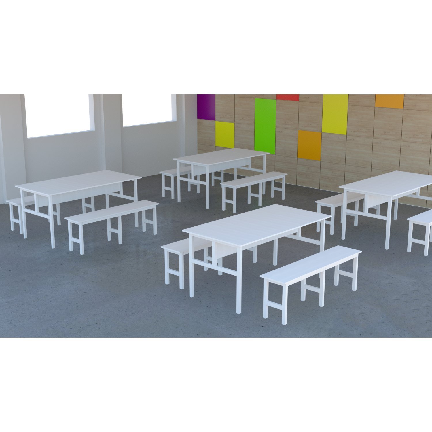 Mesa Refeitório 6 Lugares com 2 Bancos Metal Wood Design | MadeiraMadeira