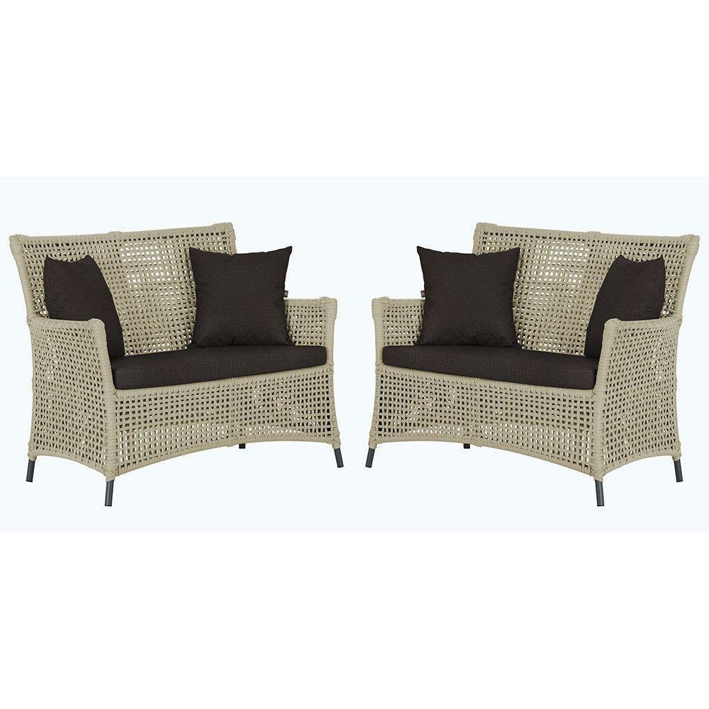 2 Sofás Área Externa Igapó Alumínio Preta Corda Náutica E9 Rami ...