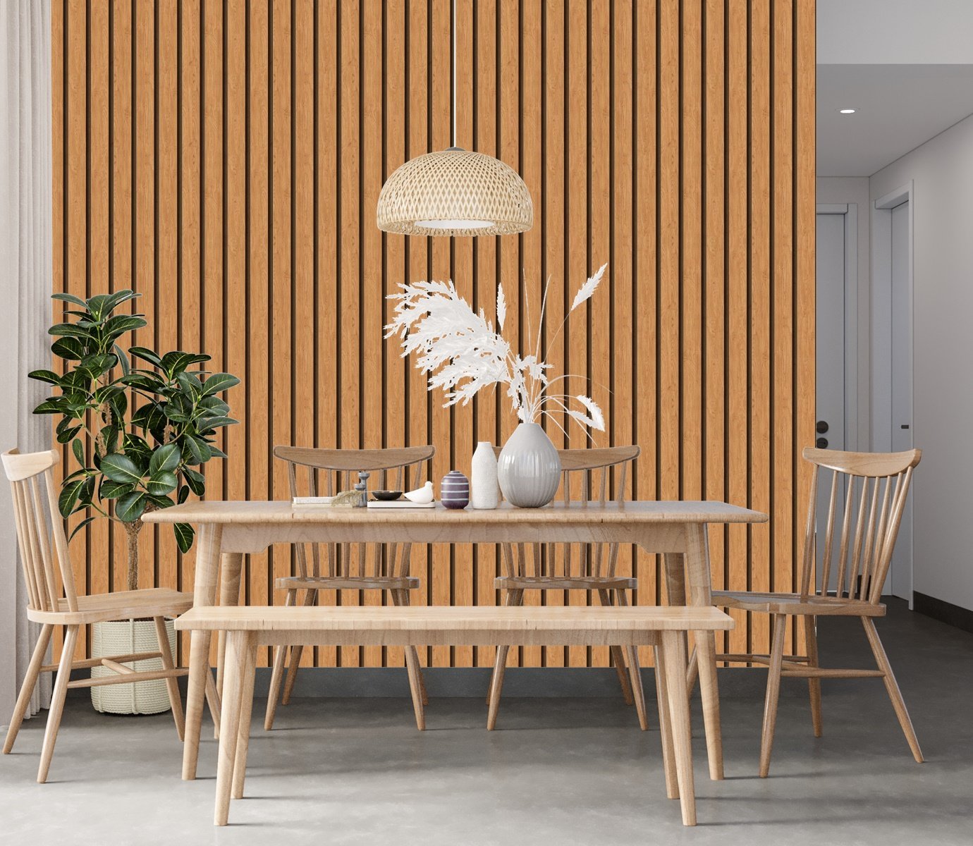 Papel de Parede Ripado Largo de Madeira Autocolante 3m | MadeiraMadeira