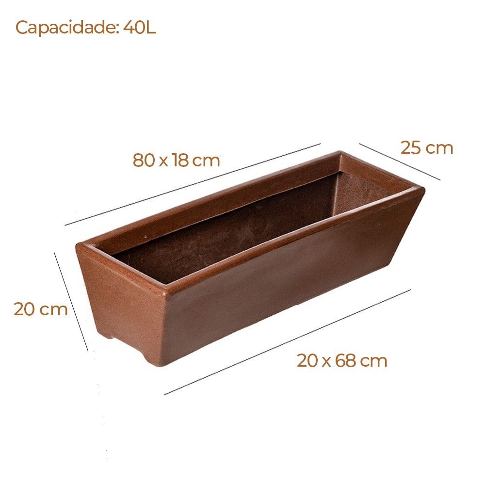 Vaso Em Polietileno Retangular Médio Sem Furos Na Base Com Capacidade ...