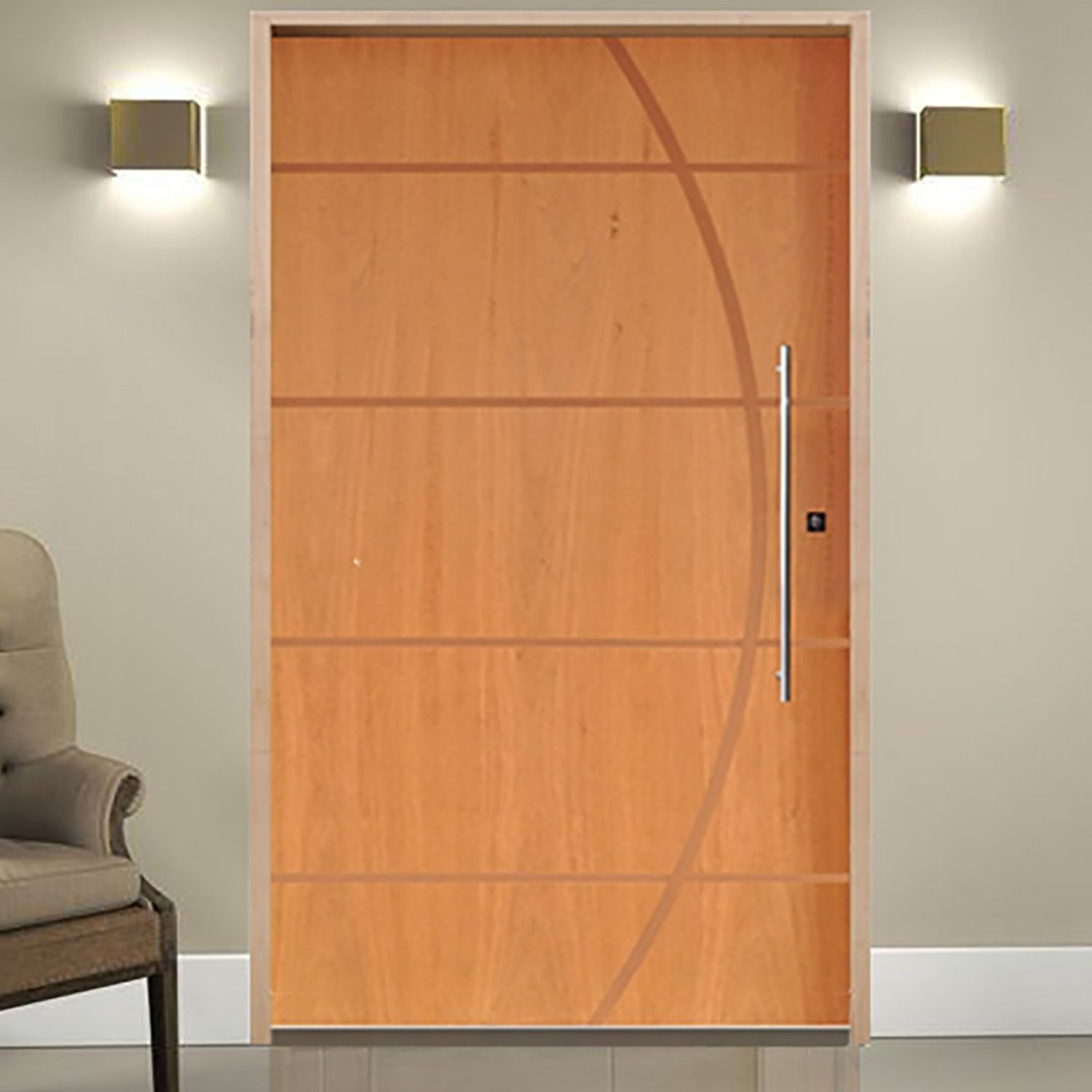 Kit Porta de Madeira Pivotante 210x102cm Batente 14cm Fechadura 803 ...