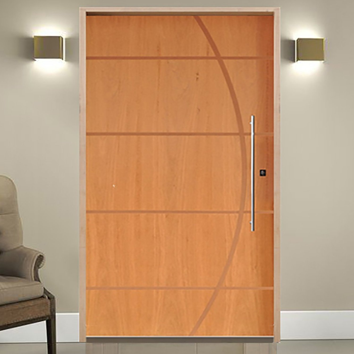 Kit Porta de Madeira Pivotante 210x110cm Batente 14cm Fechadura 803 ...