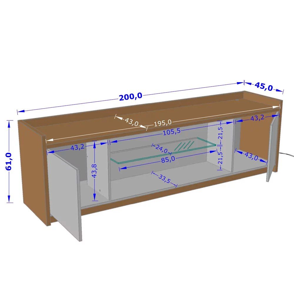 Rack Bancada Para TV Até 82 Pol. 2 Portas Doha Off White/Cinamomo ...
