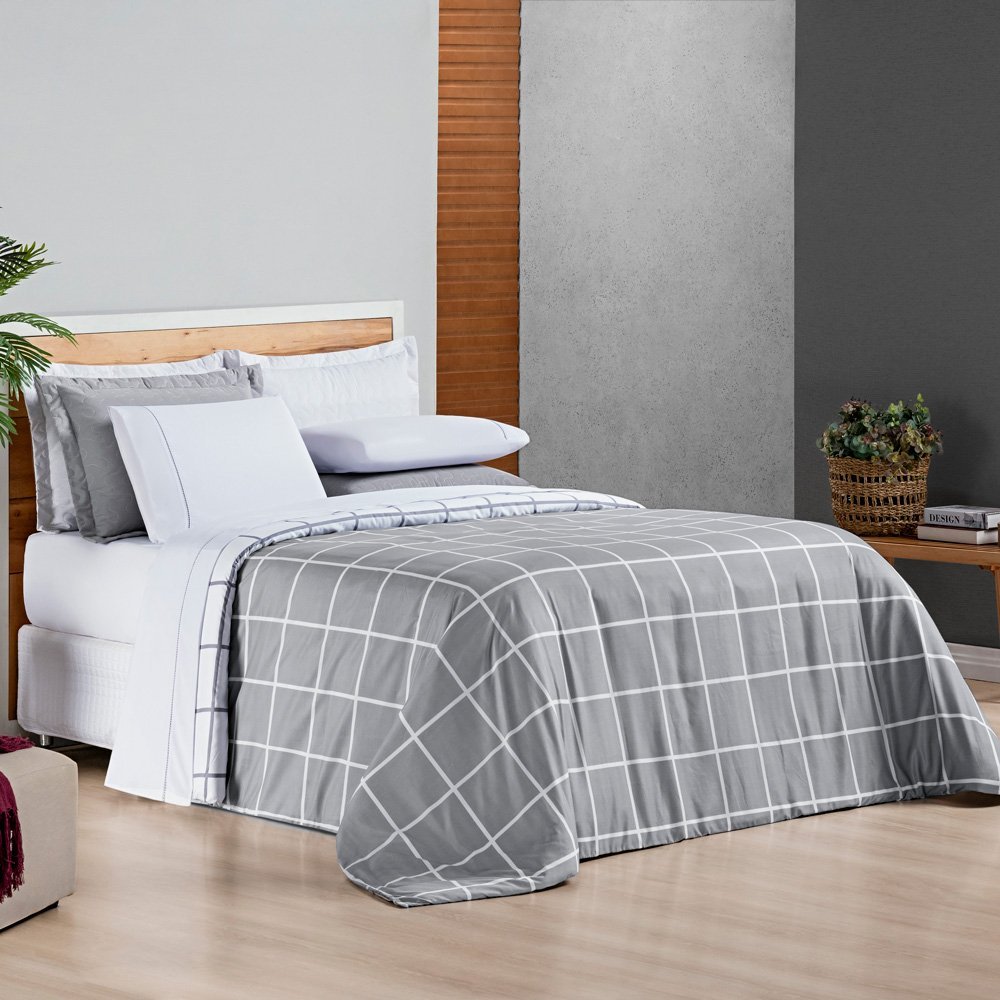 Kit Edredom Duvet King Size Dupla Face Estampado Micropercal 200 Fios ...