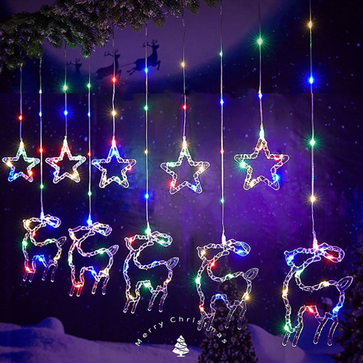 Pisca Pisca Cascata Natal 3 Metros Led Controle 8 Modos Natalino Rena ...