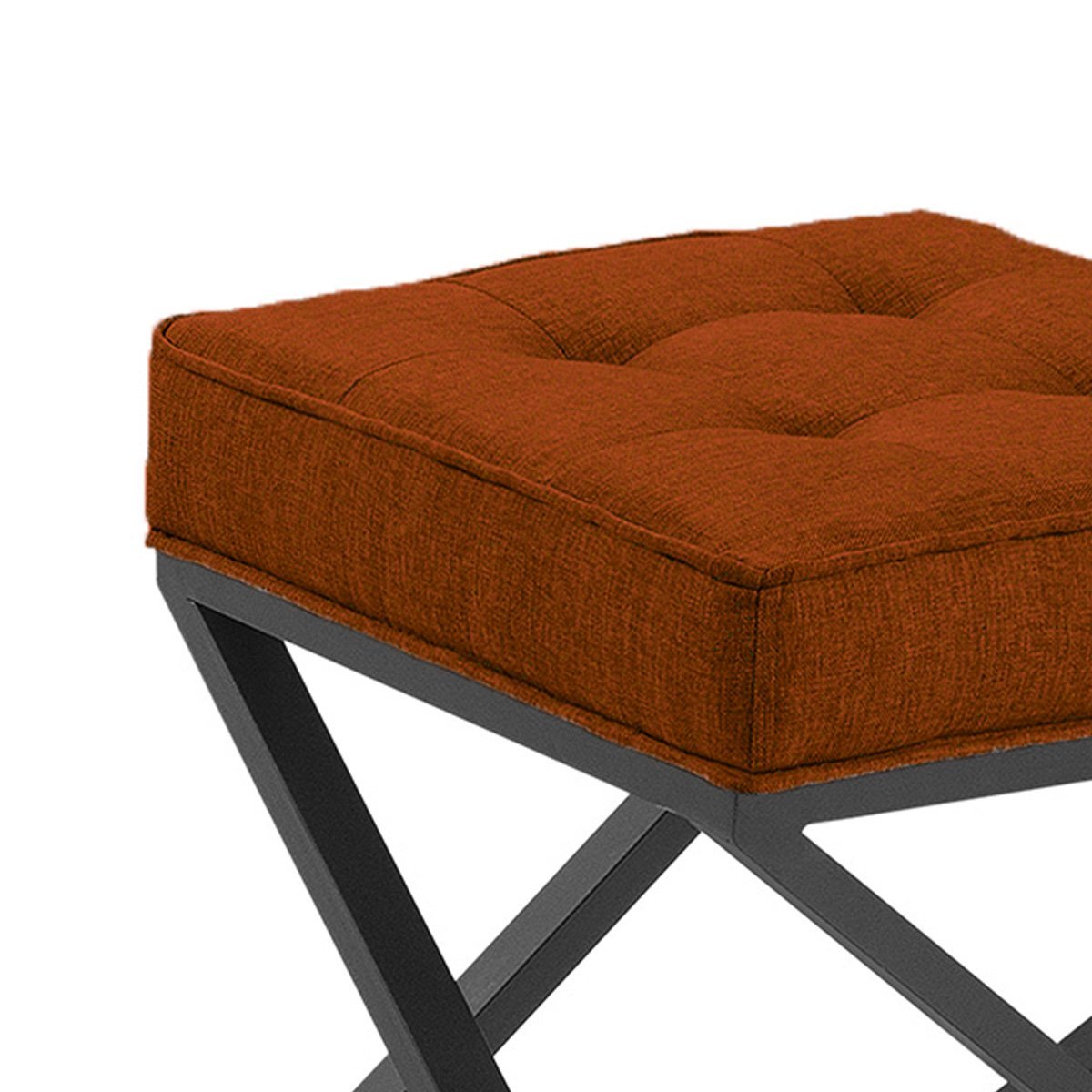 Puff Quadrado Estilo Industrial de Linho - Terra Cota | MadeiraMadeira