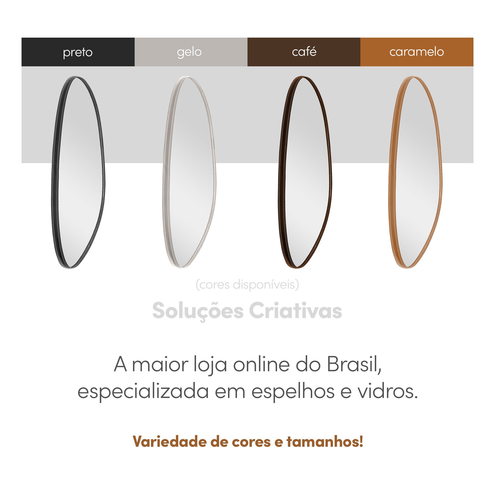 Espelho Decorativo Sala Hall Quarto Orgânico em Couro 60x80cm C/suporte ...