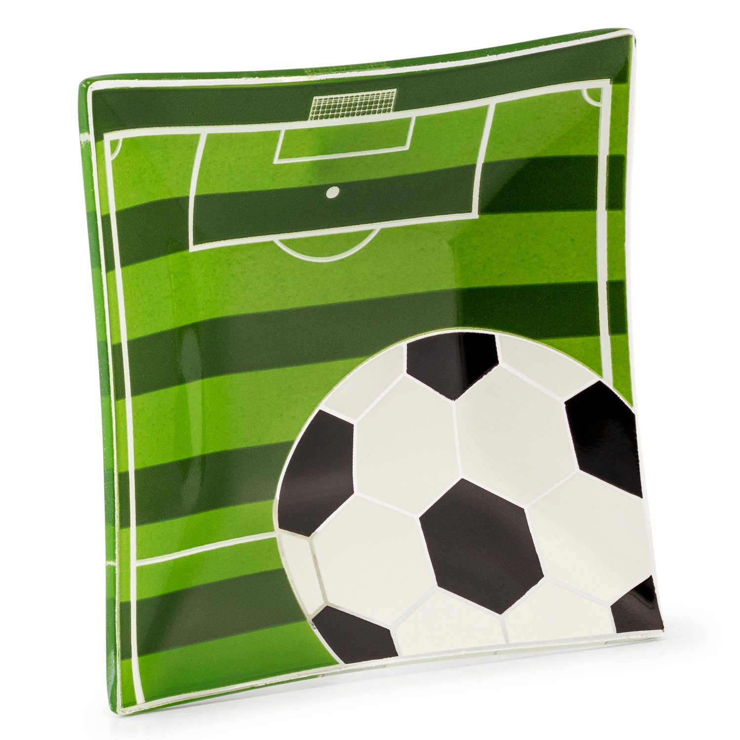 Kit petisqueiras de vidro e prato raso bola tema futebol | MadeiraMadeira
