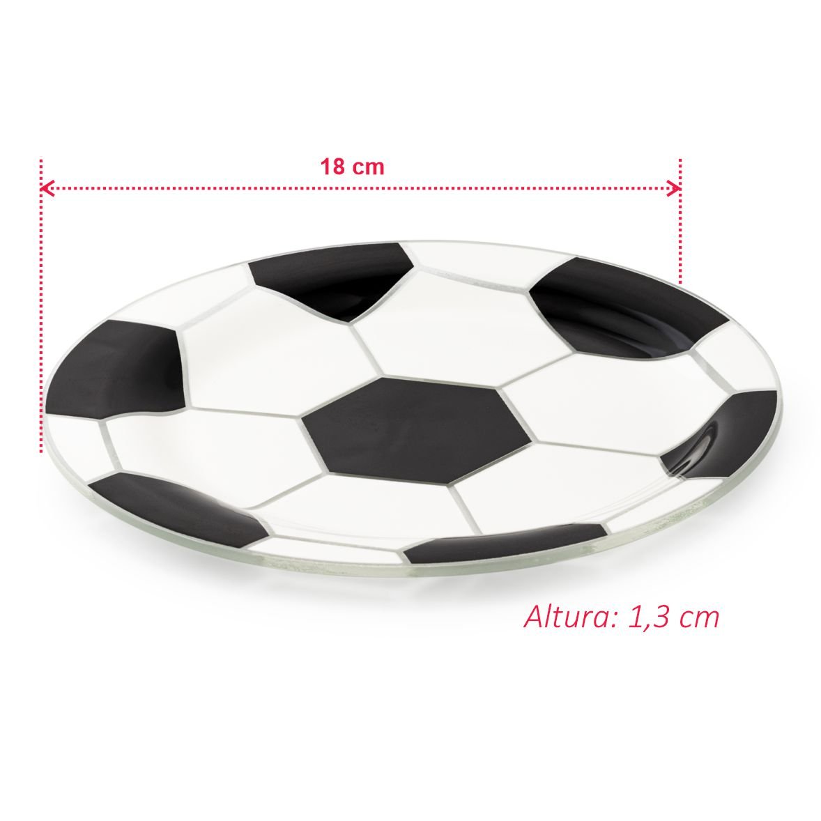 Kit petisqueiras de vidro e prato raso bola tema futebol | MadeiraMadeira
