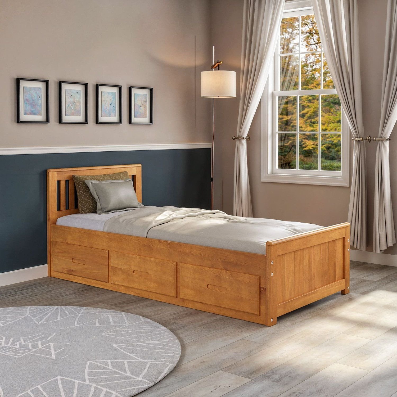 Cama Solteiro 3 Gavetas Madeira Maciça | MadeiraMadeira