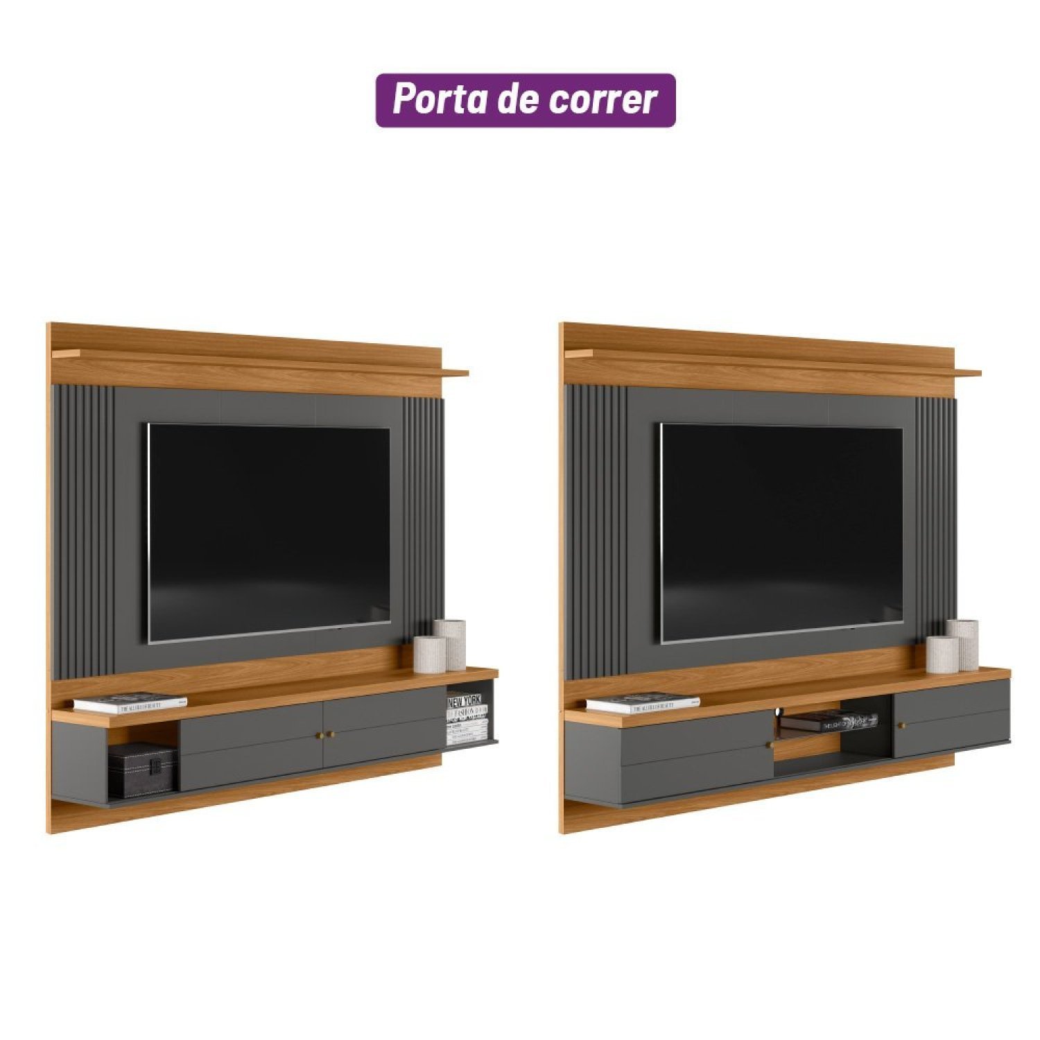 Painel Home para TV até 75 Polegadas 2 Portas 1 Prateleira Barcelona ...