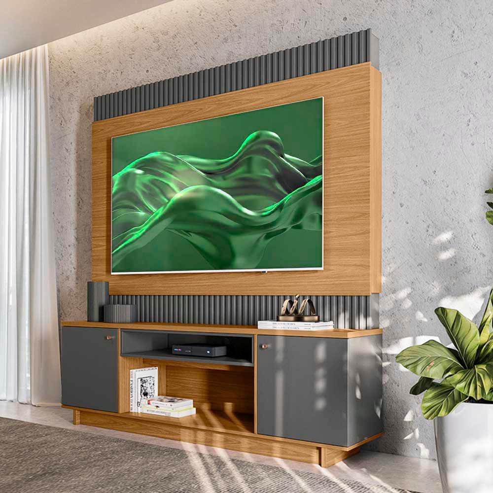 Home Para Sala Tv 75 Polegadas Barretos Nature Chumbo Linea Brasil ...