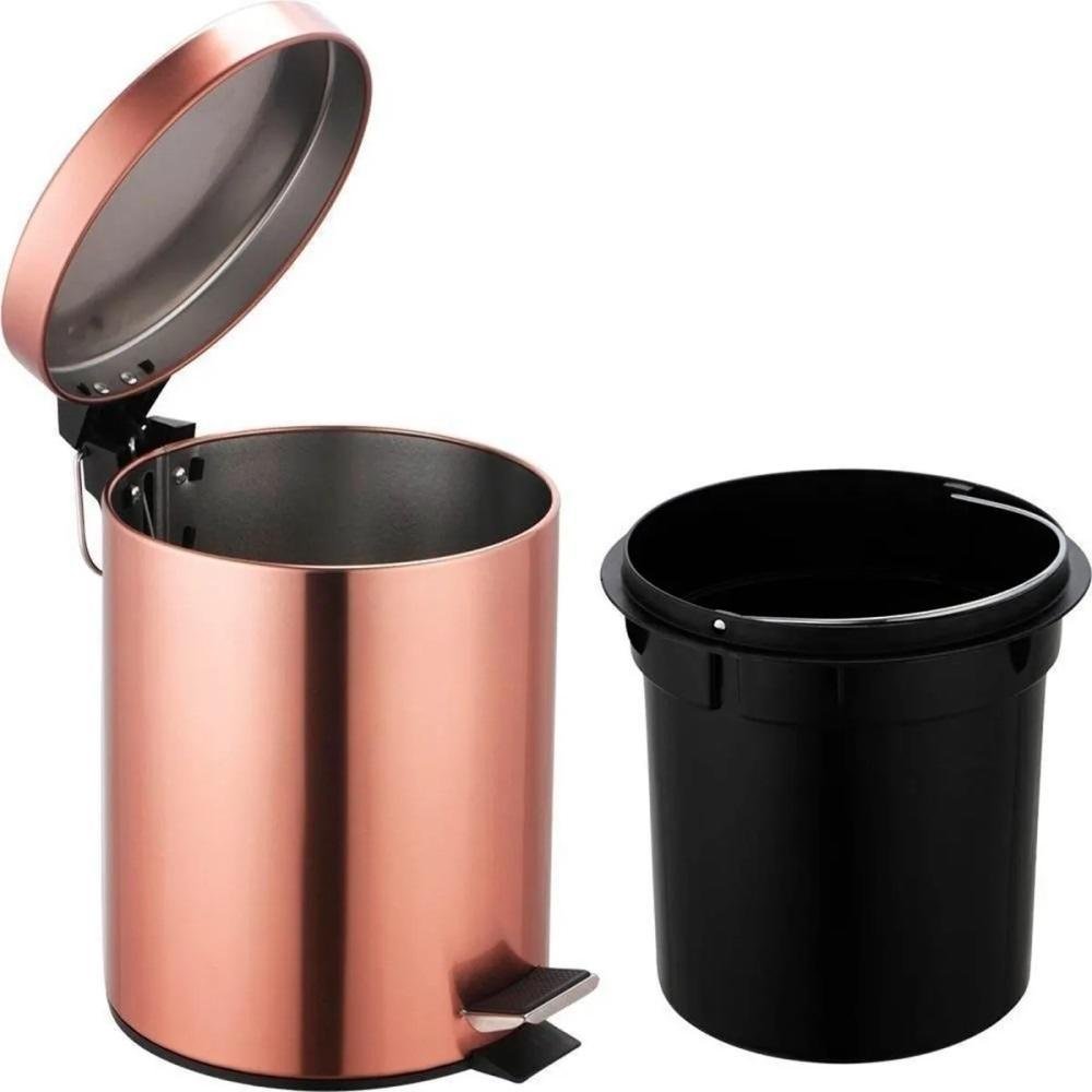 LIXEIRA DE BANHEIRO ROSE GOLD VINTAGE 5L INOX ROSE GOLD CESTO LIXO INOX ...