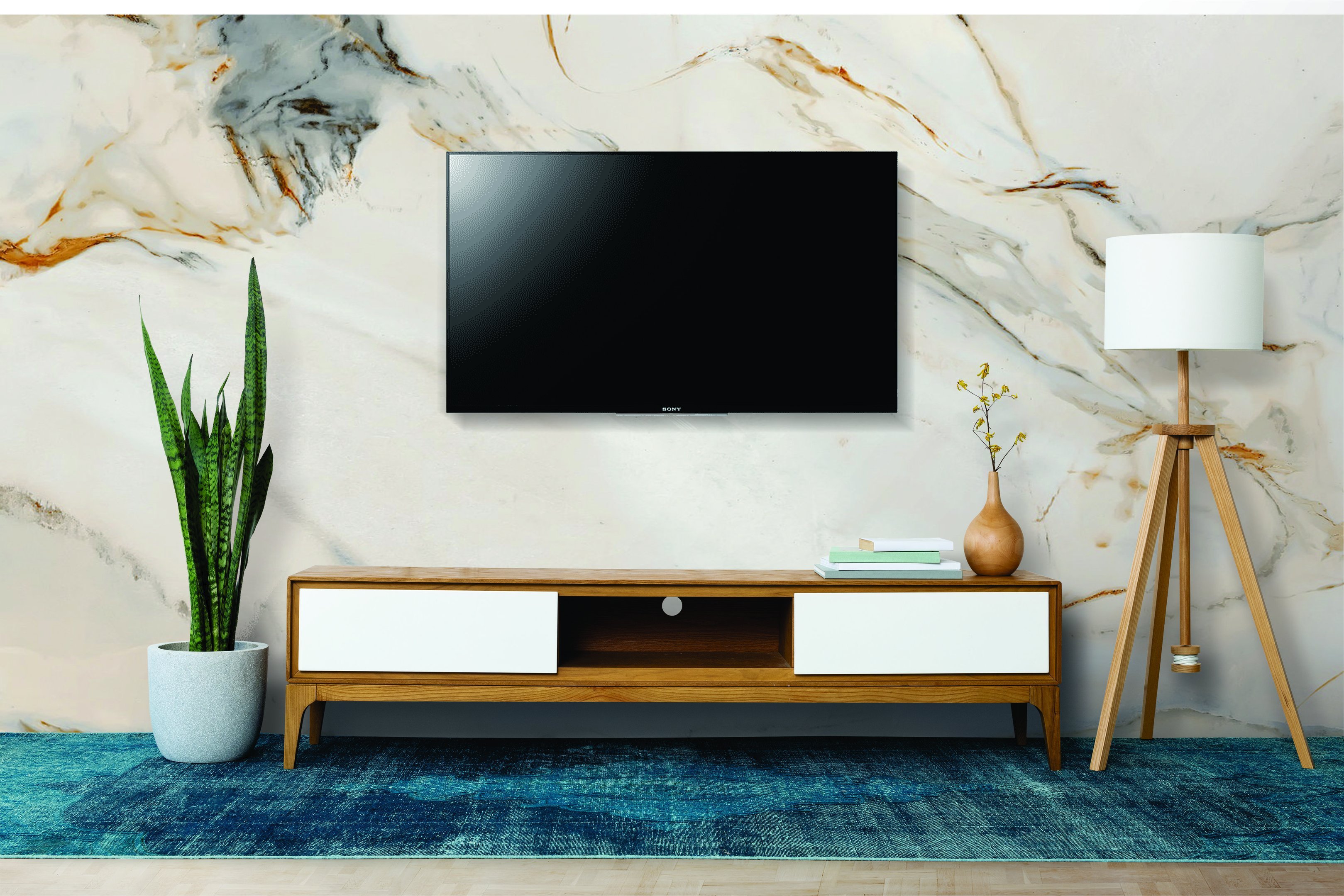 Papel de Parede Painel 3D Mármore Calacata Bege Revestimento Auto ...