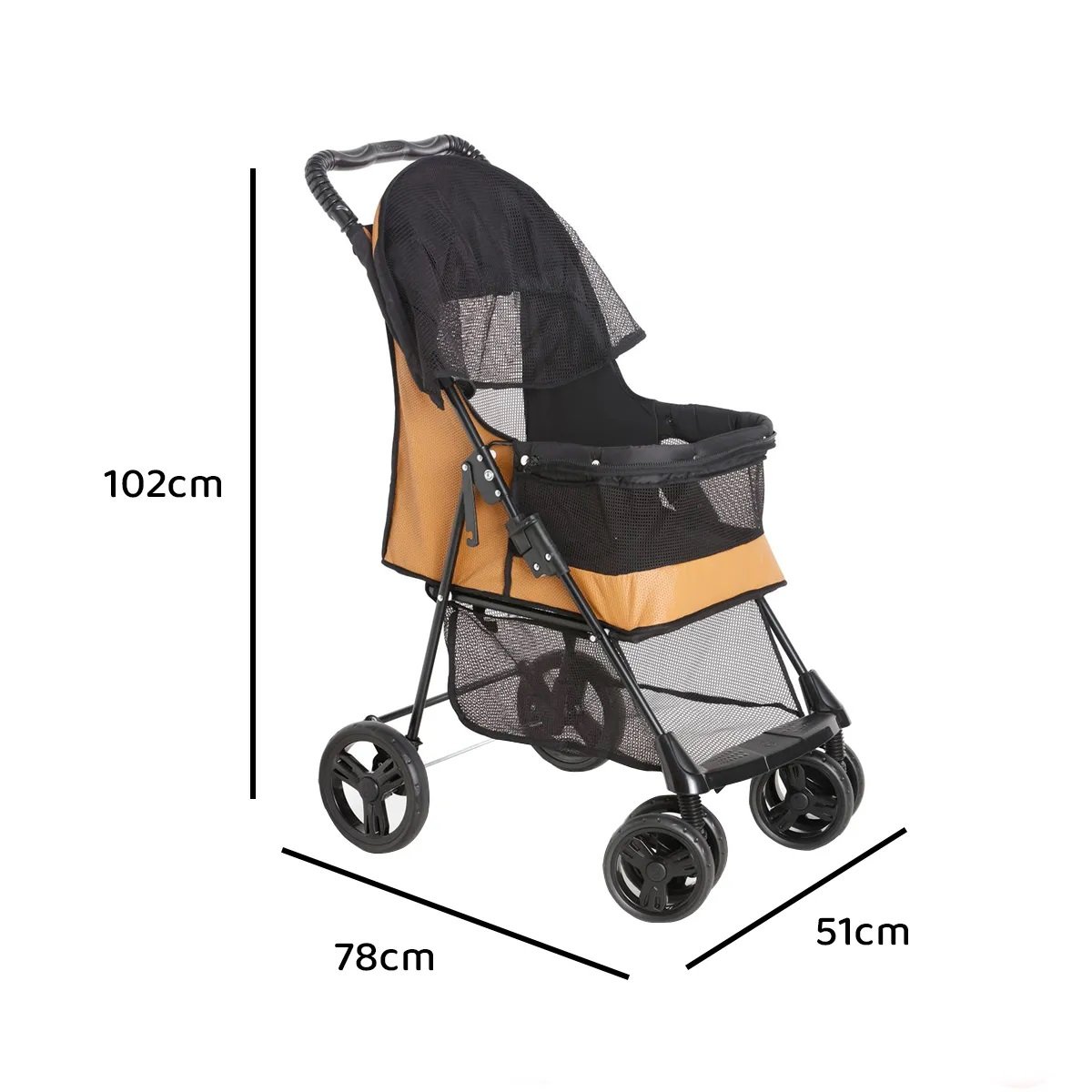 Carrinho de Passeio Para Animais Fecha Fácil Com Freio 0 à 15 Kg Pet Lecco Galzerano - Laranja ...