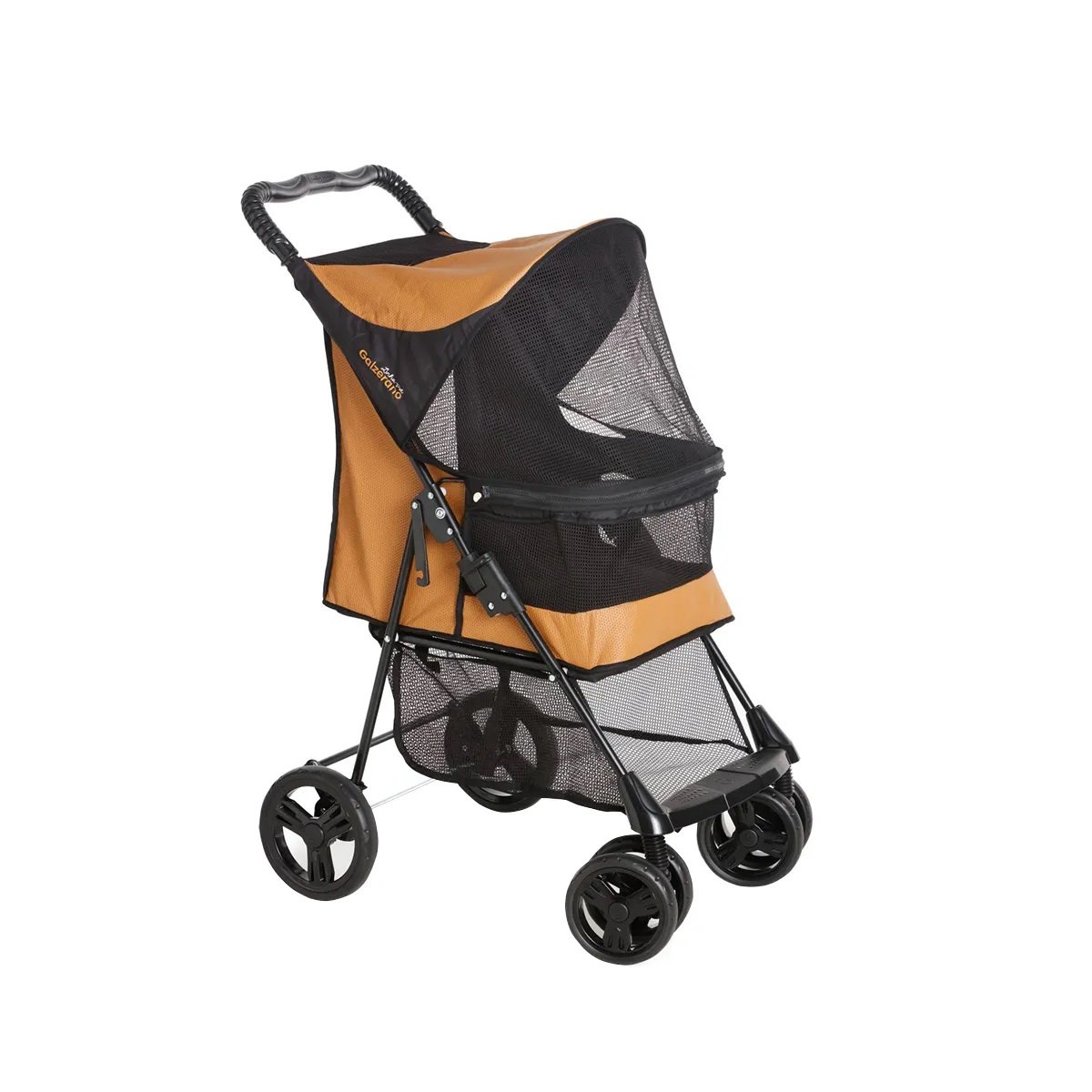 Carrinho de Passeio Para Animais Fecha Fácil Com Freio 0 à 15 Kg Pet Lecco Galzerano - Laranja ...