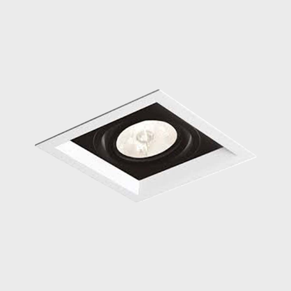 Spot Embutir 1L Dicróica Quadrado Face Recuada Branco Preto Alumínio New Line IN50321 ...