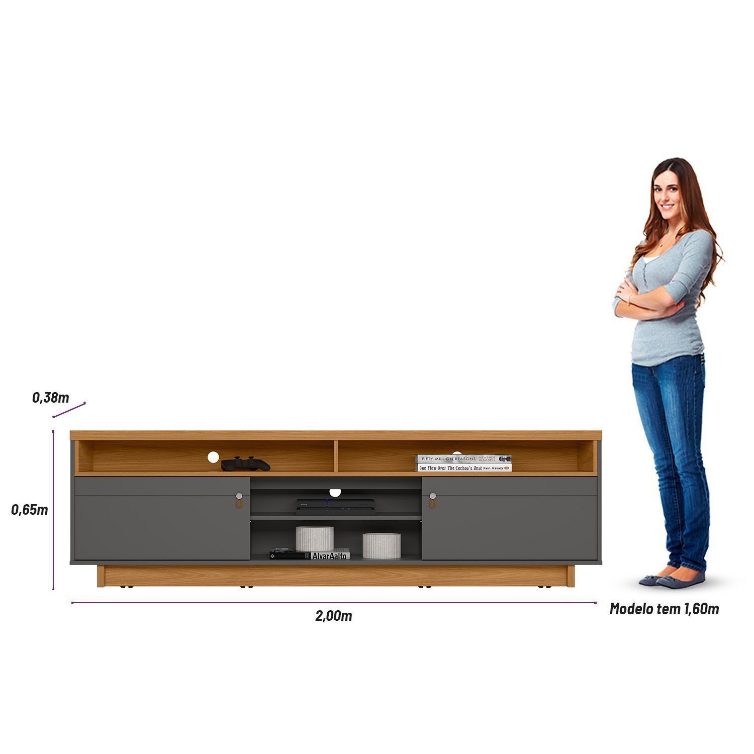 Rack para TV até 75 Polegadas 2 Portas Araçatuba Linea Brasil ...