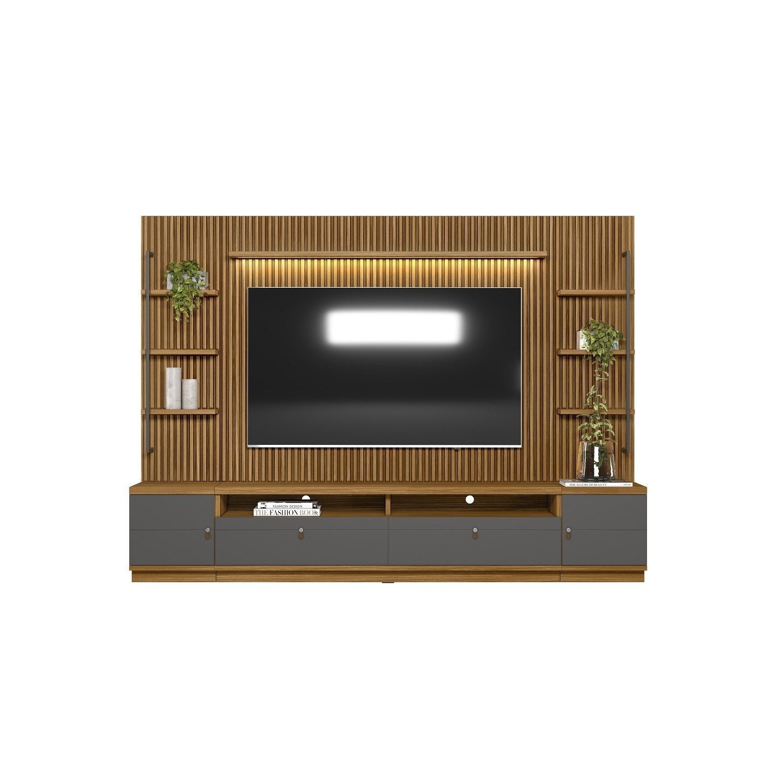 Rack com Painel para TV até 75 Polegadas com 2 Módulos Laterais LED 2 Portas Linea Brasil ...