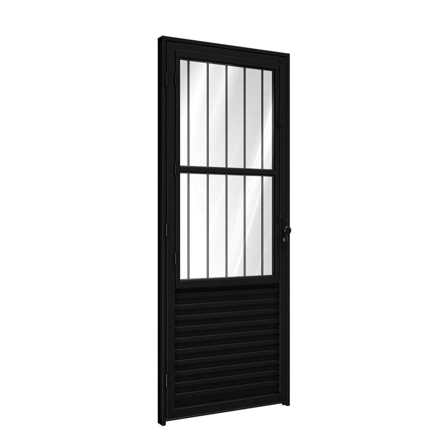 Porta de Alumínio de Giro com Postigo e Grade 215x85cm Riobras ...