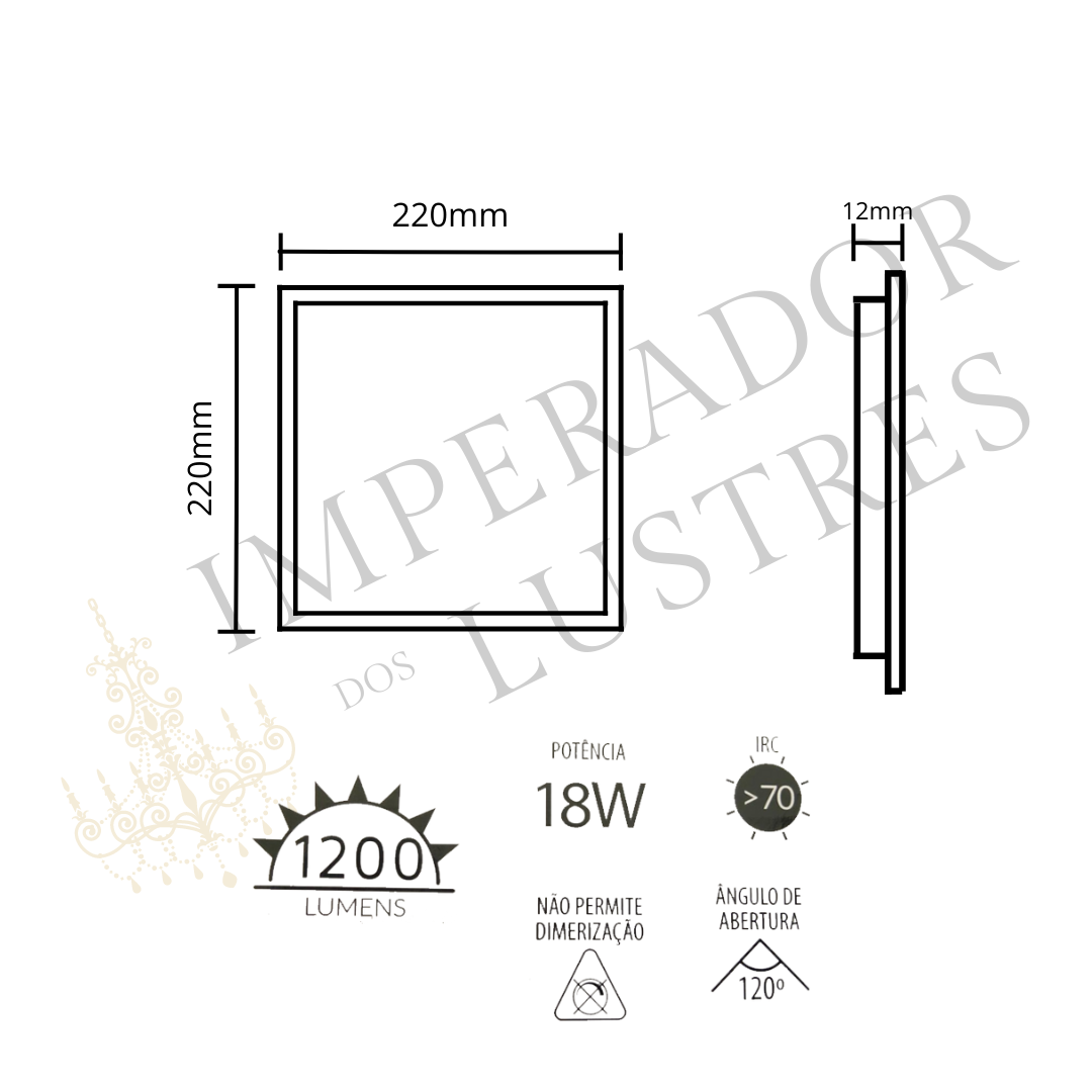 Kit 5 - Luminária Plafon 18w 22x22cm LED Embutido Branco 4000k ADN+ ...