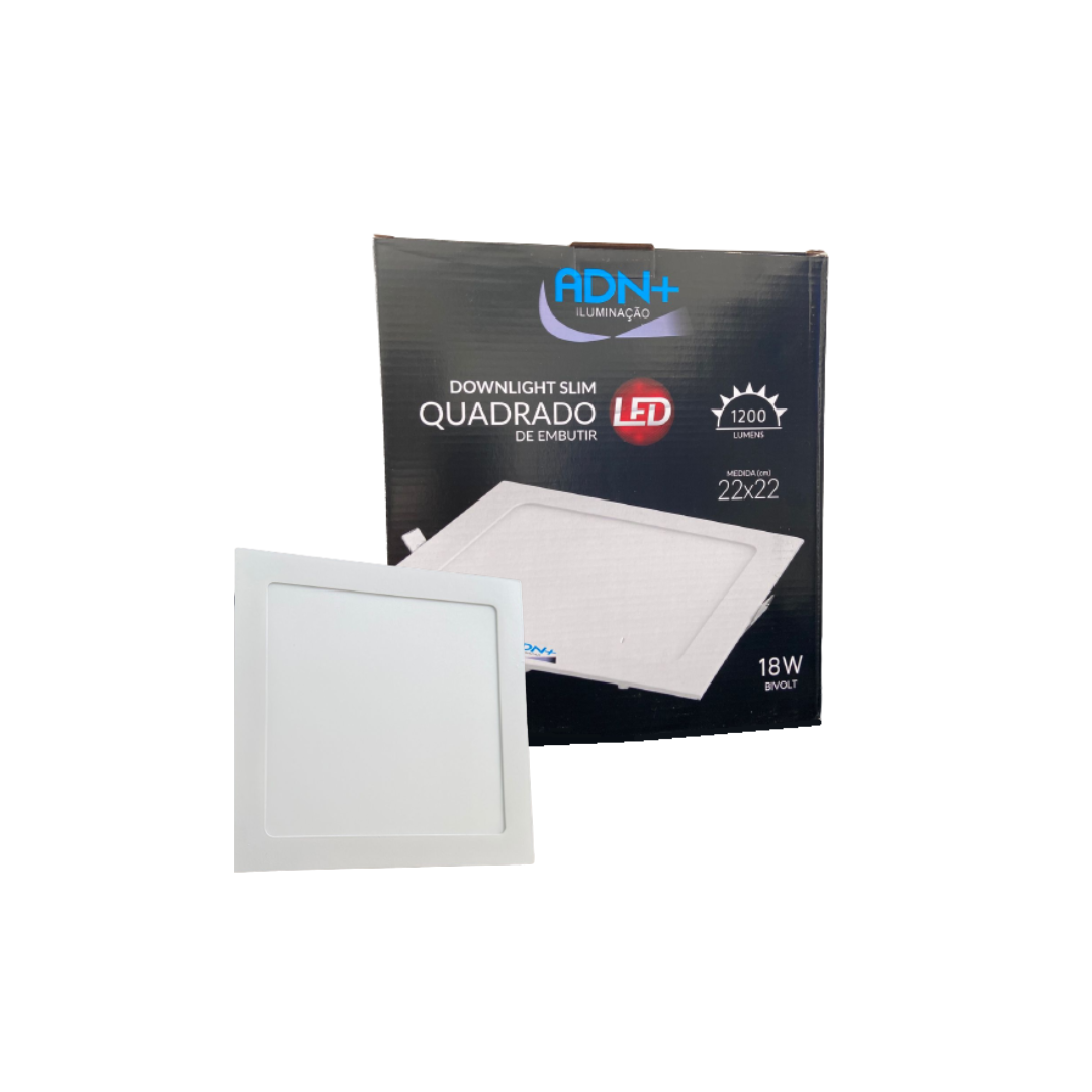 Kit 5 - Luminária Plafon 18w 22x22cm LED Embutido Branco 4000k ADN+ ...